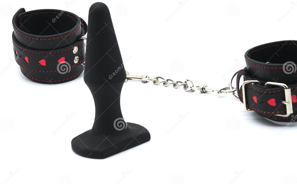 Leather Handcuffs with Chain and Plug Stock Image - Image of chains ...