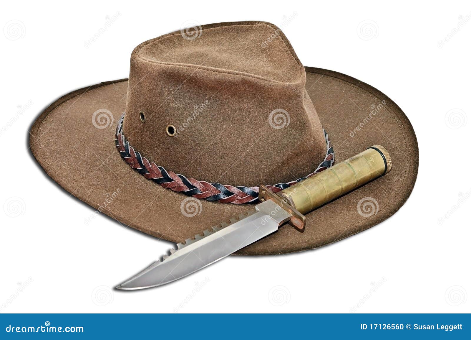 Leather Hat with Large Knife Stock Photo - Image of knife, apparel ...