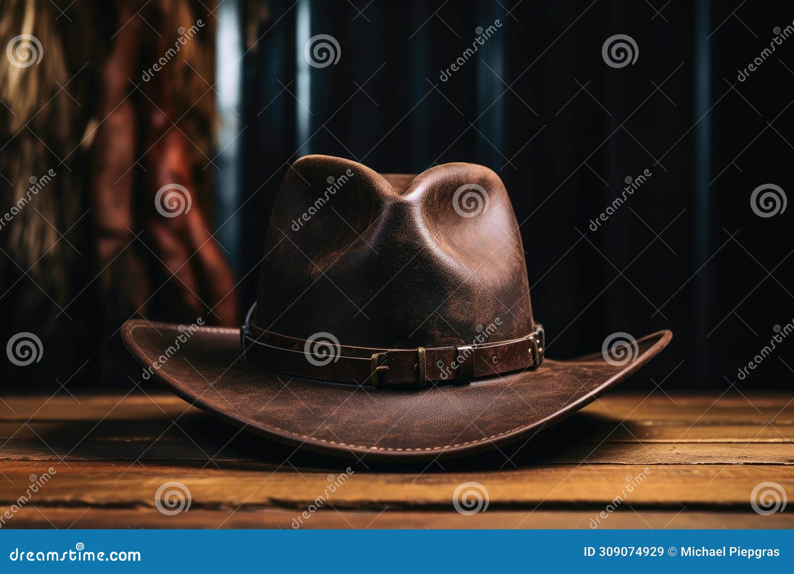 A Leather Hat in Wild West Look Stock Illustration - Illustration of ...