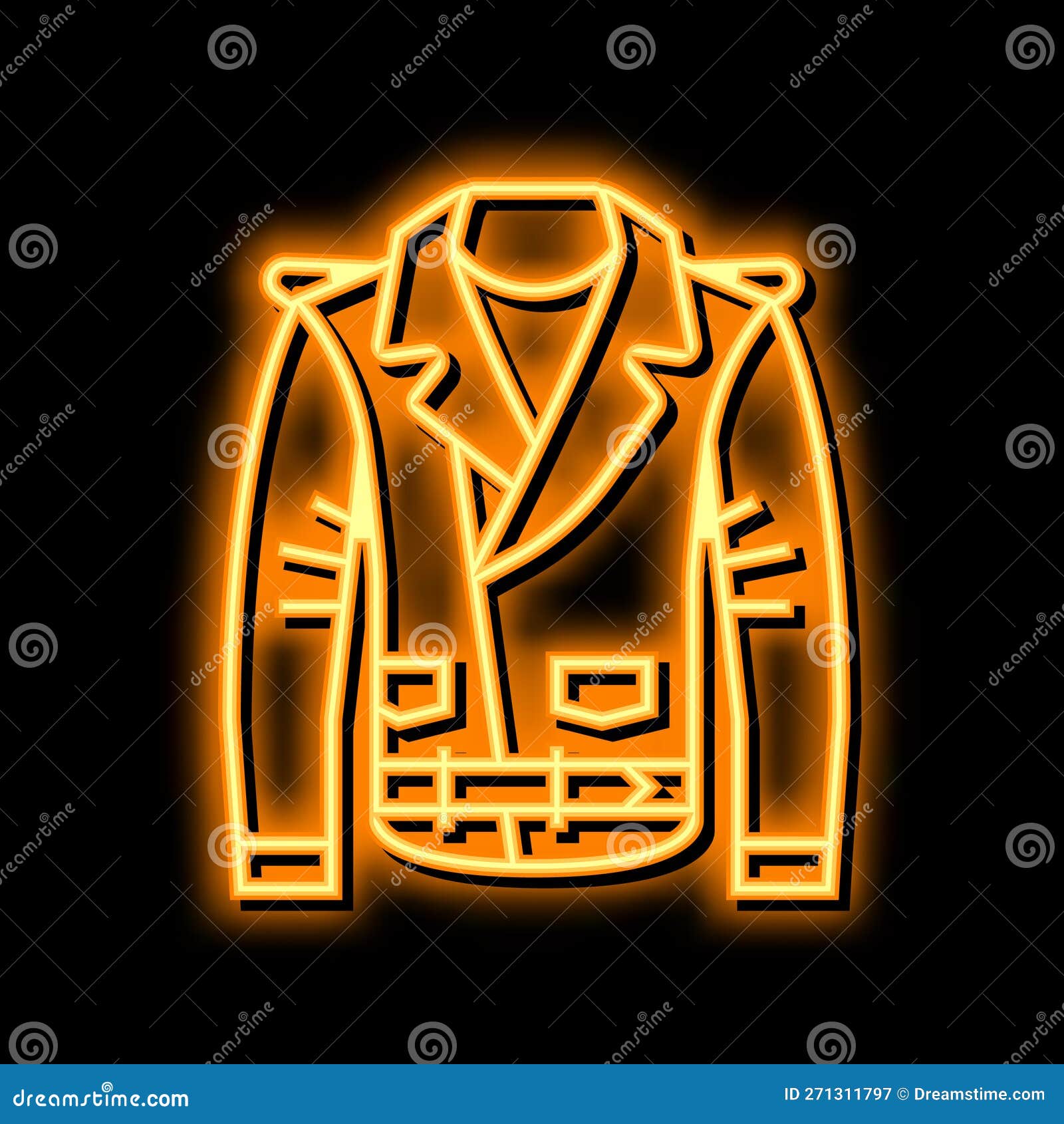 Leather Jacket Clothes Neon Glow Icon Illustration Stock Vector ...