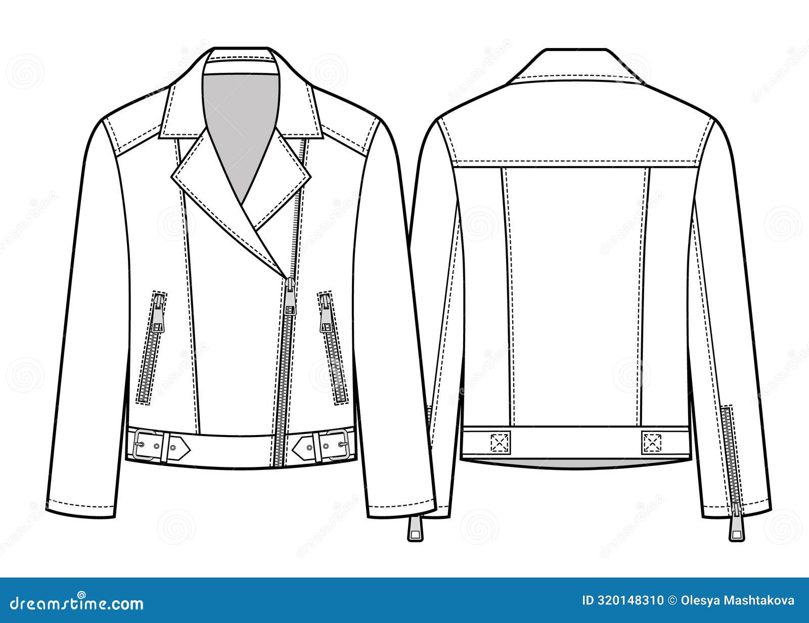 Leather Jacket, Fashion Flats Template Stock Vector - Illustration of ...