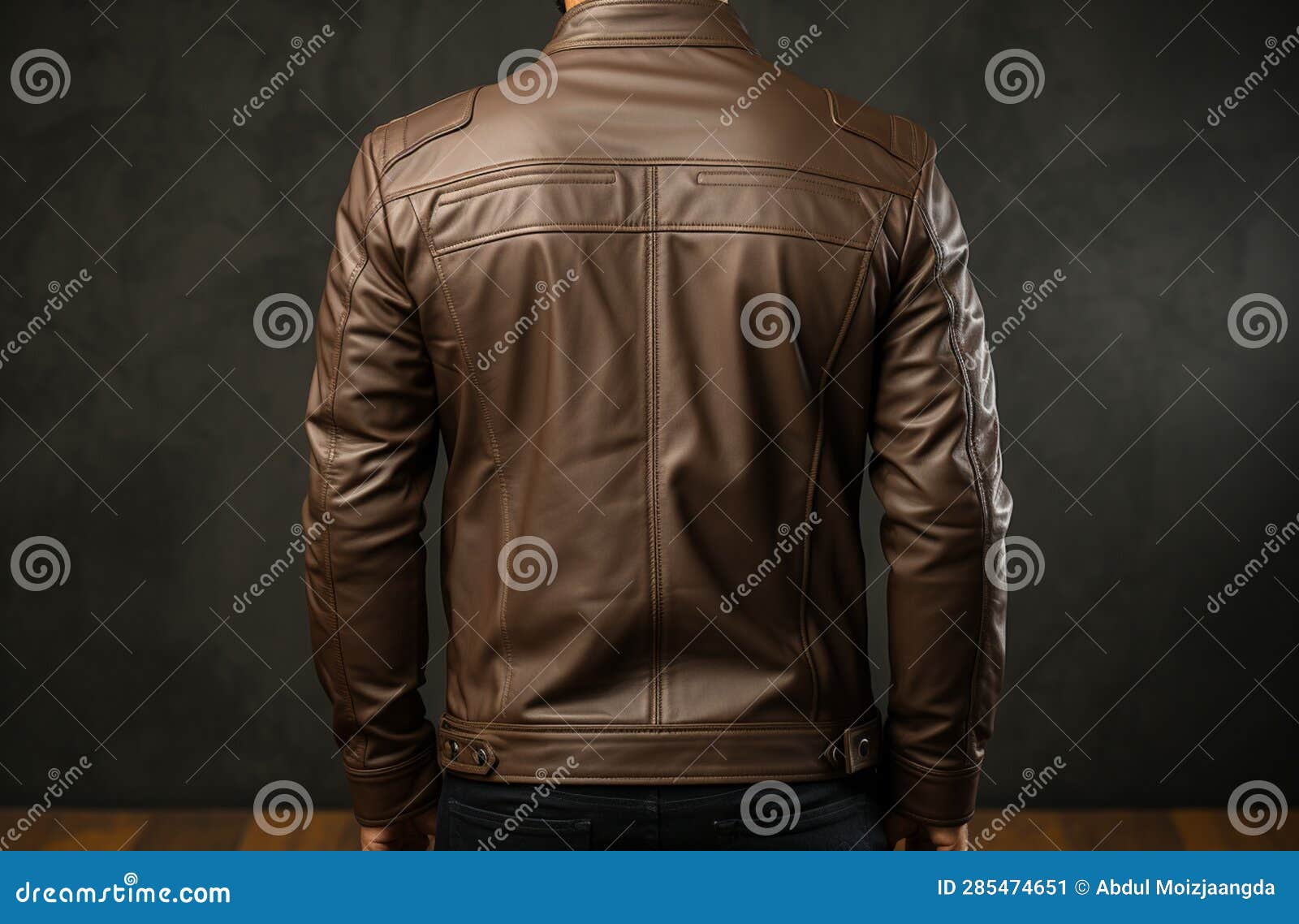 Leather Jacket Mockup, Asian Male Model, Front and Back View Stock ...