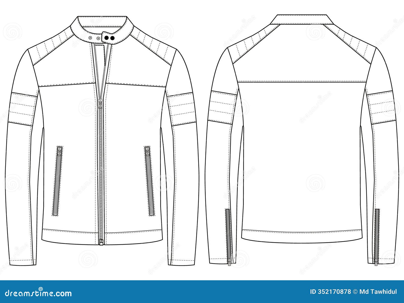 Leather Jacket Technical Vector Illustration Sport Jacket Vector Front ...