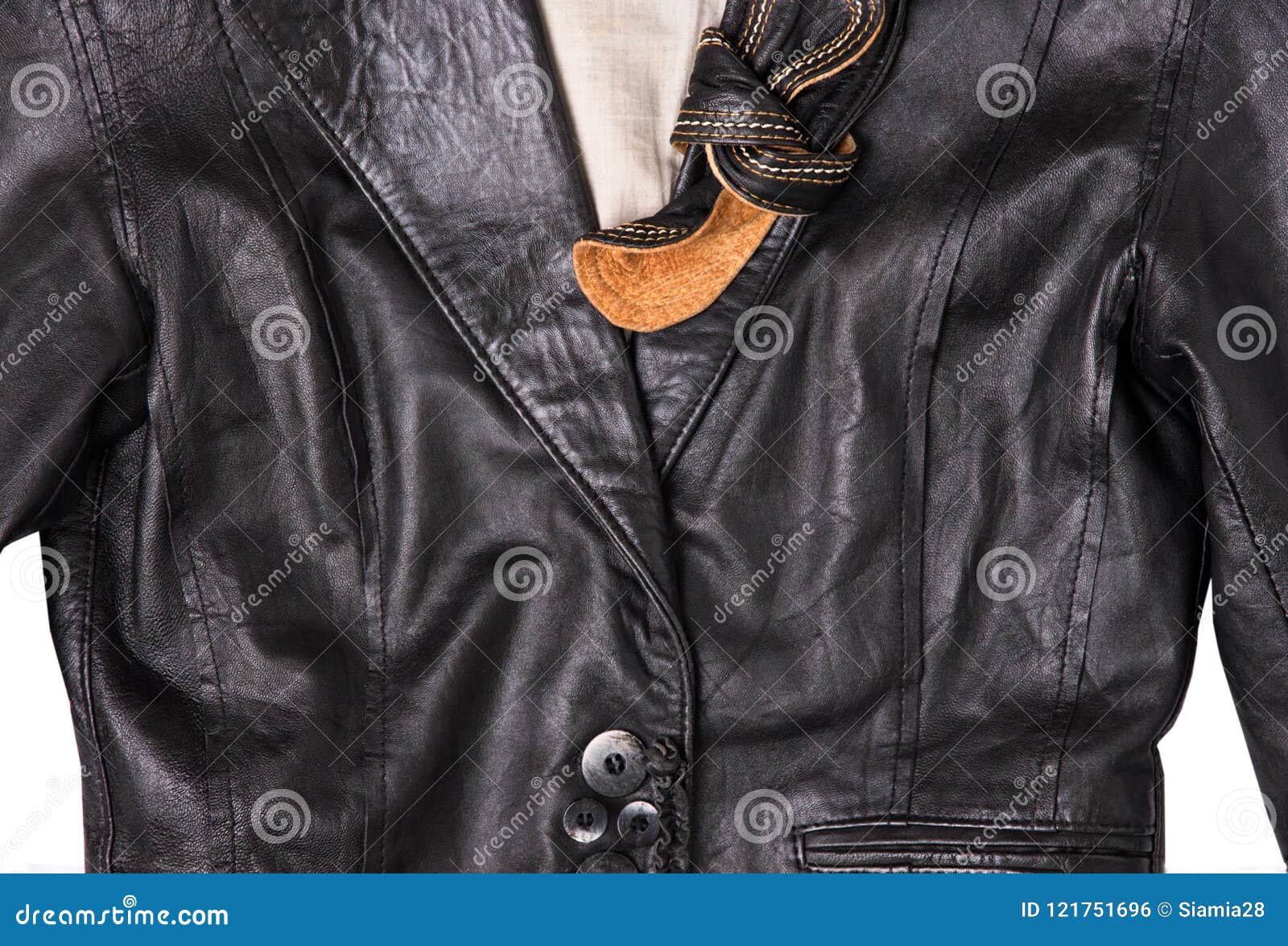 Leather Jacket on White Background Stock Photo - Image of fashion ...