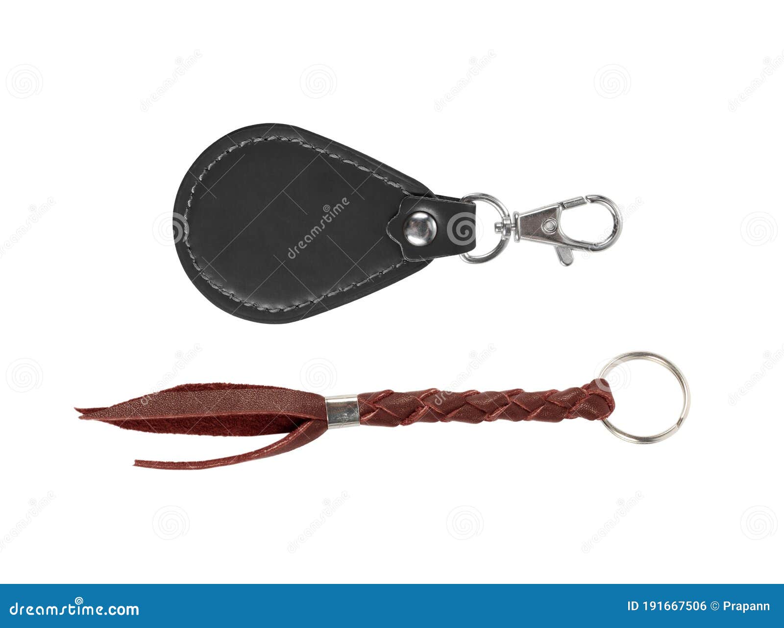 Leather Key Chain Isolated on White Background Stock Photo - Image of ...