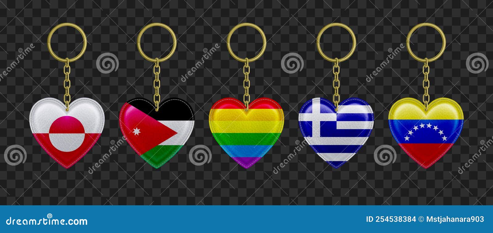 Leather Keychains in Heart Shape with Flags Stock Vector - Illustration ...