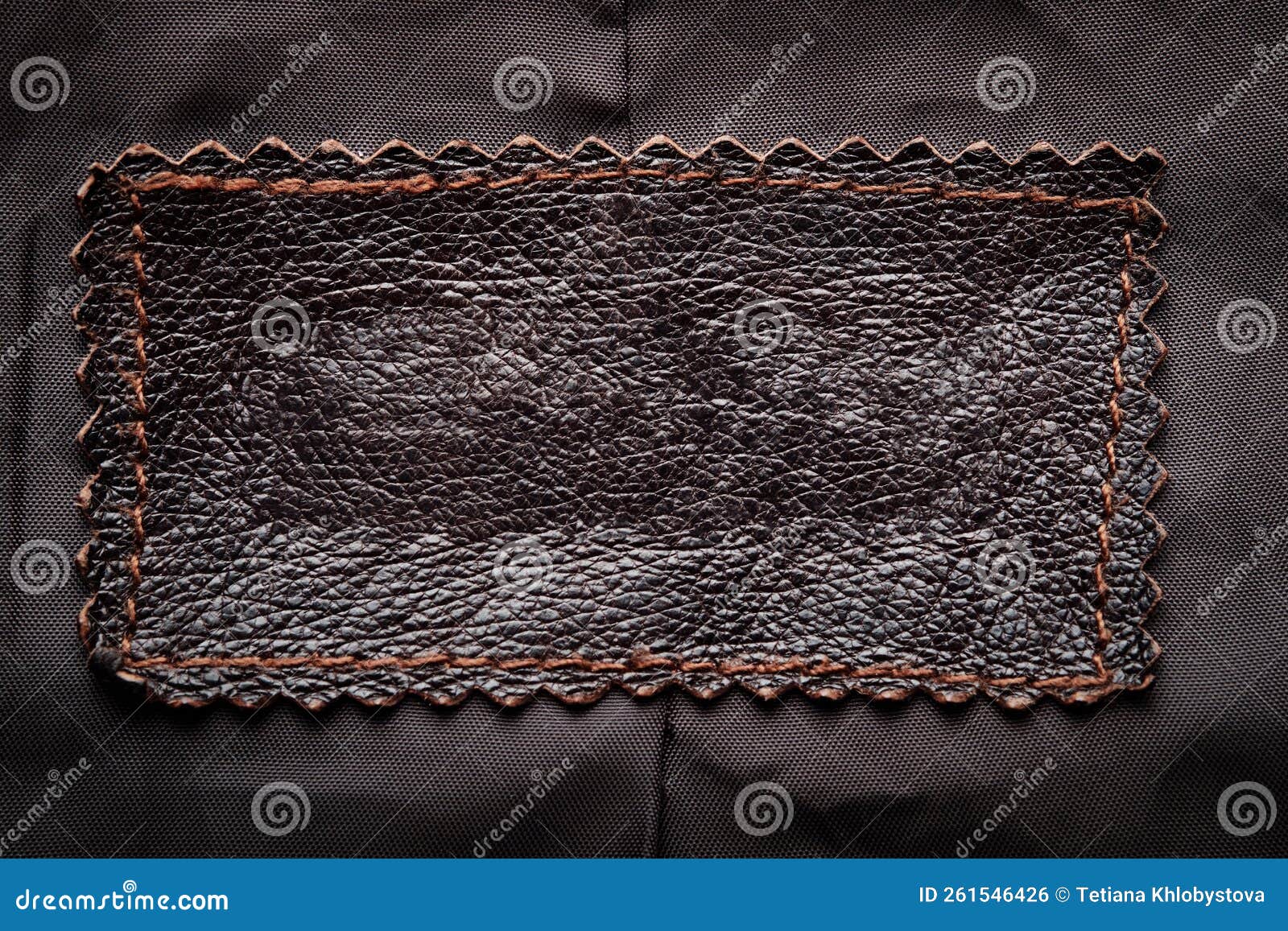 Leather Label Sewn To Fabric on the Inside of Jacket Stock Photo ...