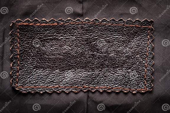 Leather Label Sewn To Fabric on the Inside of Jacket Stock Photo ...