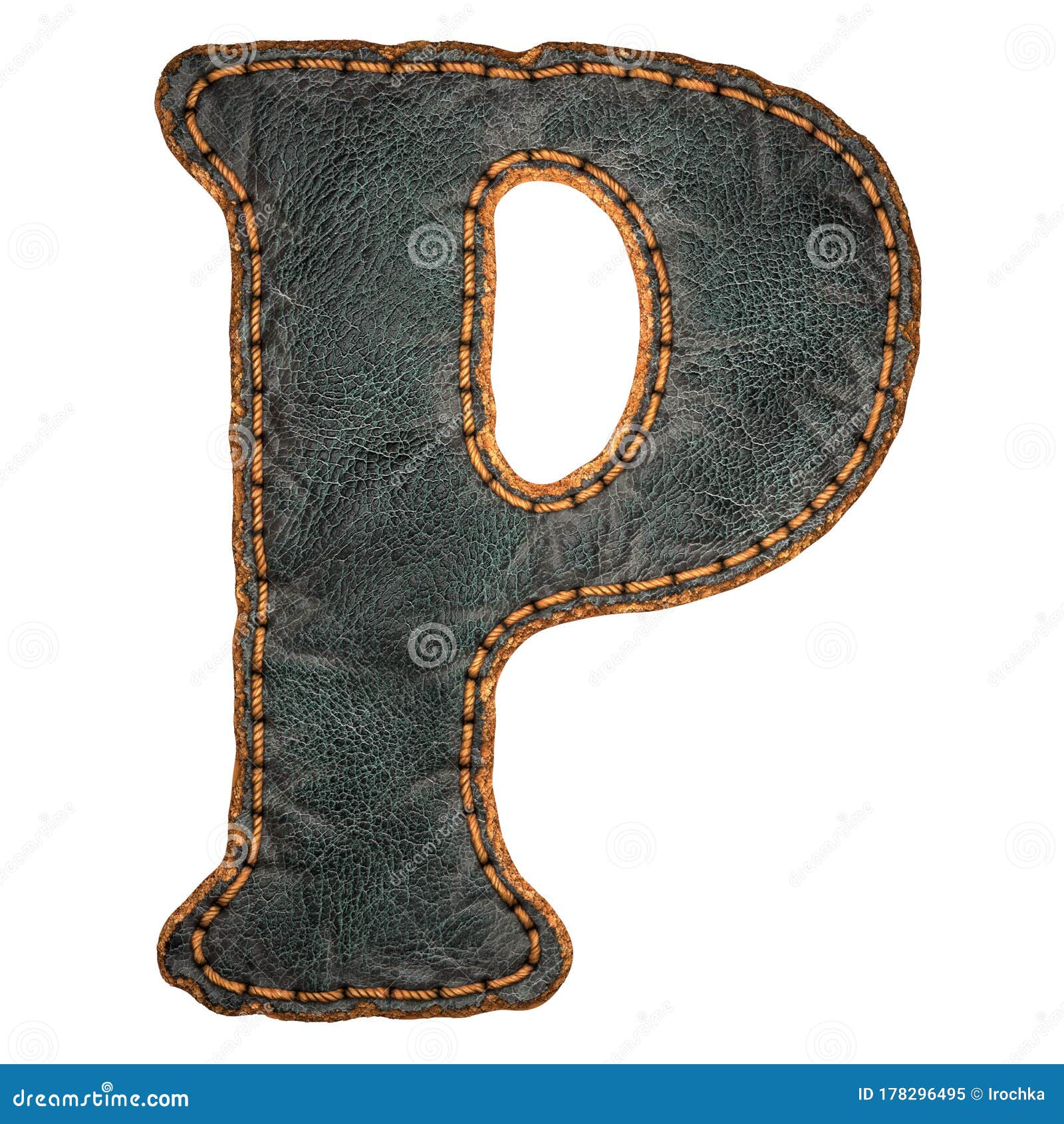 Leather Letter P Uppercase. 3D Render Font with Skin Texture Isolated ...