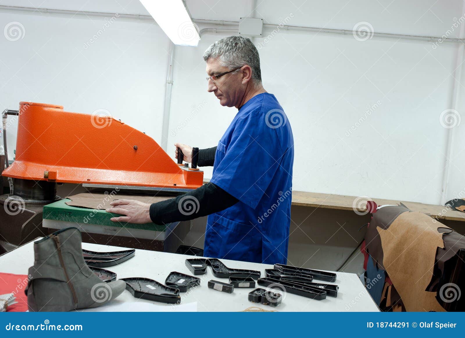 Leather manufacture stock image. Image of workman, attentive - 18744291