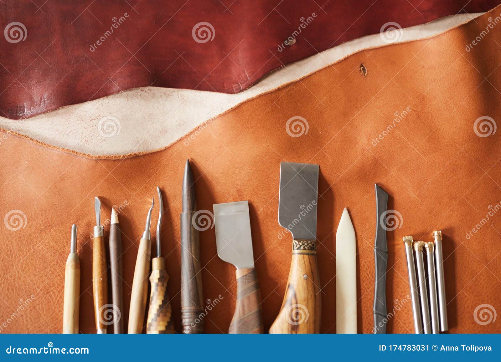 Leather Materials and Tools Stock Image - Image of design, collection ...