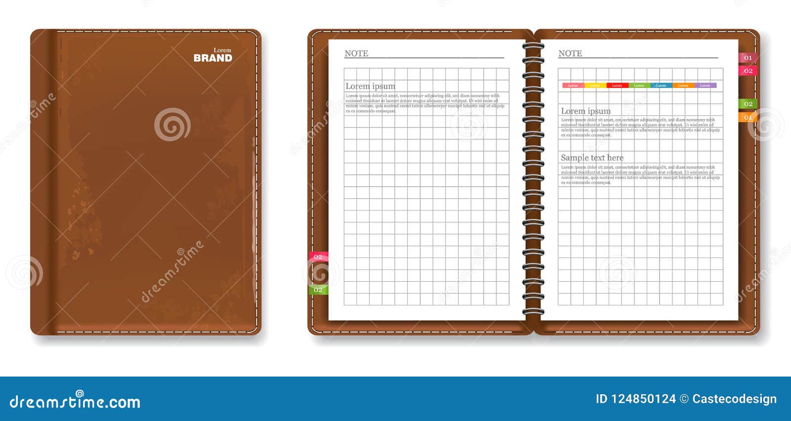 Leather Note Book. Realistic Brown Notebook Mockup For Branding And ...