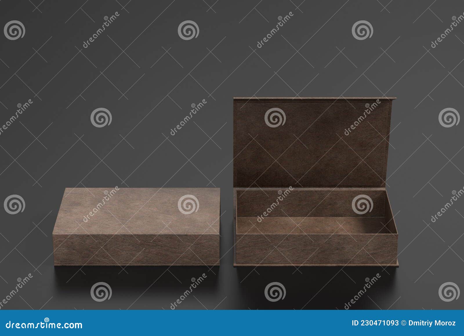 Leather Opened Rectangle Folding Gift Box Mock Up On White Background ...