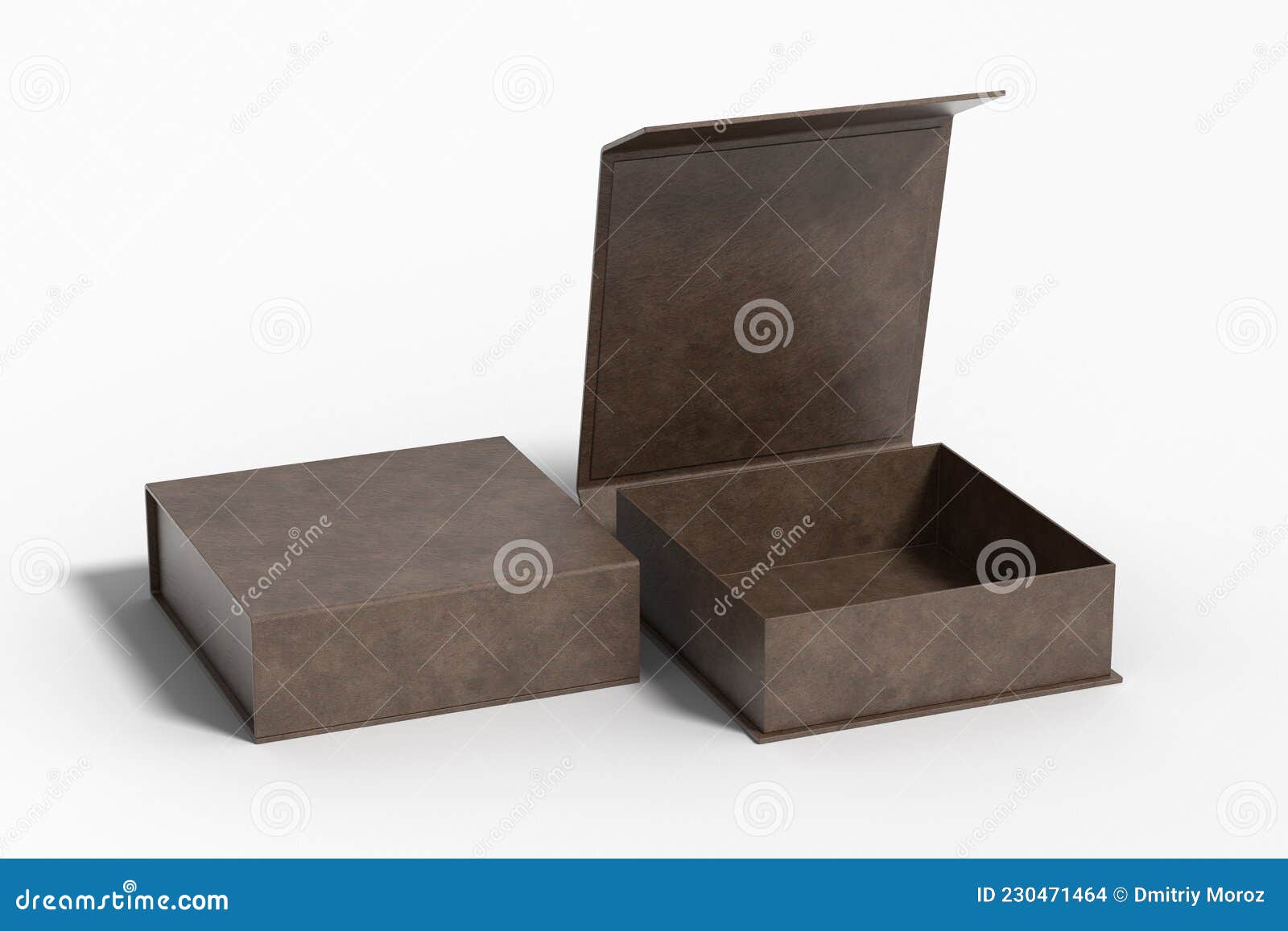 Leather Opened Rectangle Folding Gift Box Mock Up On Wooden Background ...