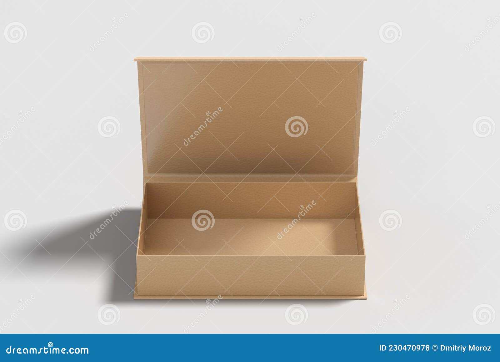 Leather Opened Rectangle Folding Gift Box Mock Up On White Background ...