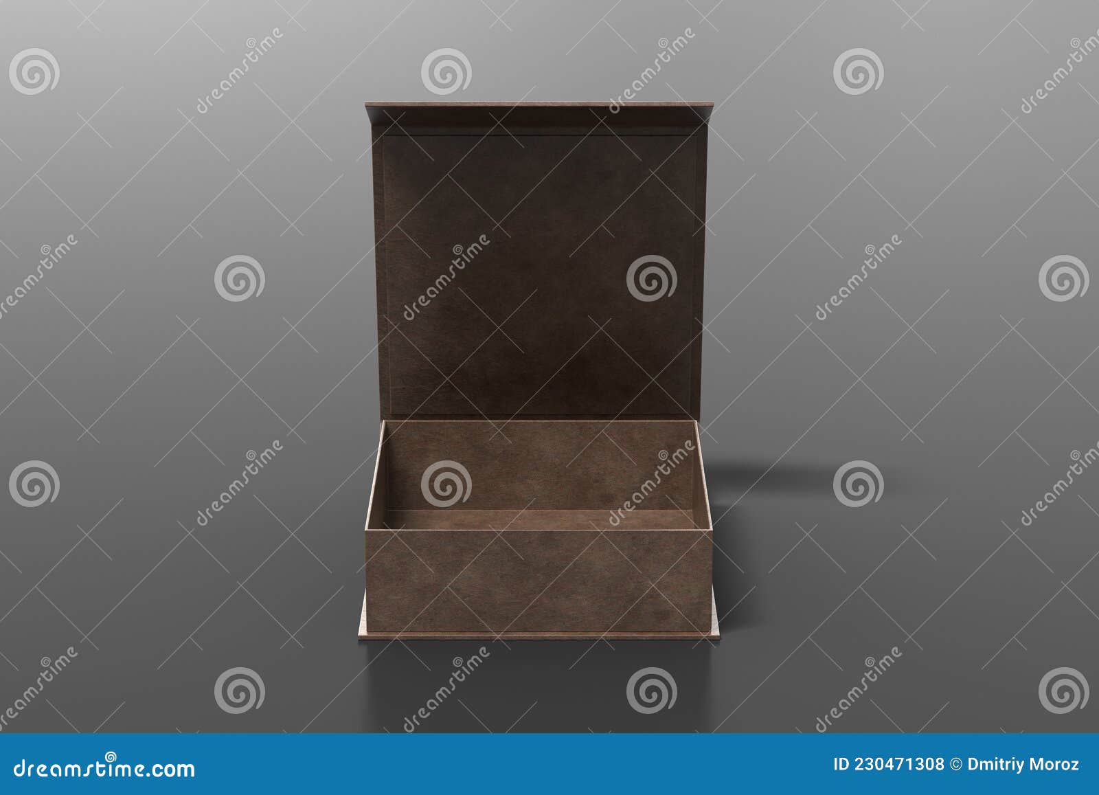 Leather Opened And Closed Rectangle Folding Gift Box Mock Up On Black ...