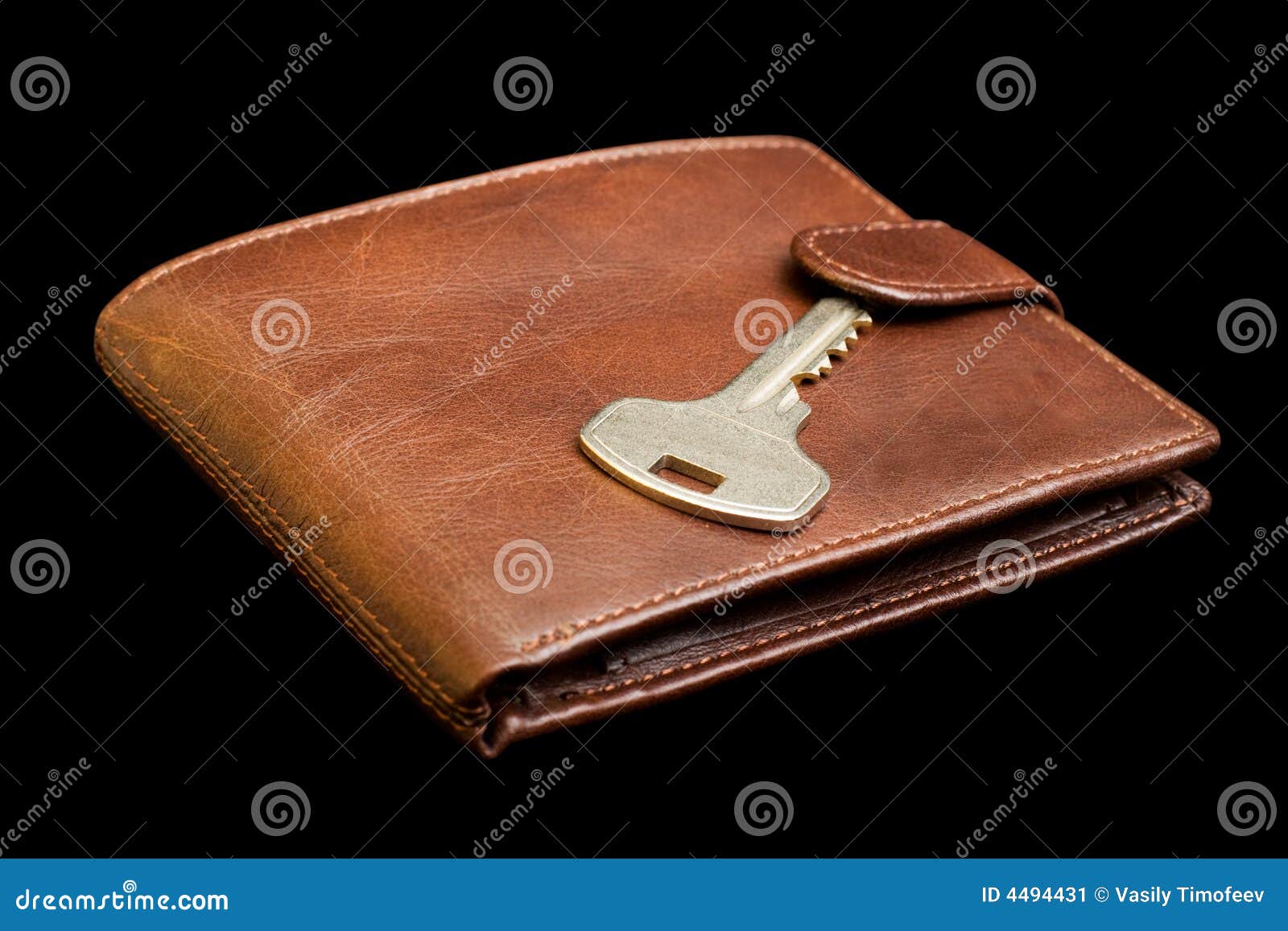 Leather purse with key stock image. Image of sales, taxes - 4494431