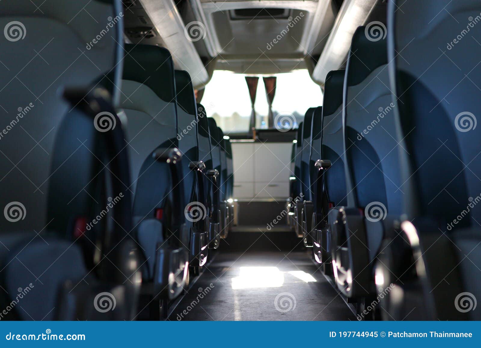 Leather Seats in the Bus that are Clean and Modern Inside the Bus Stock ...