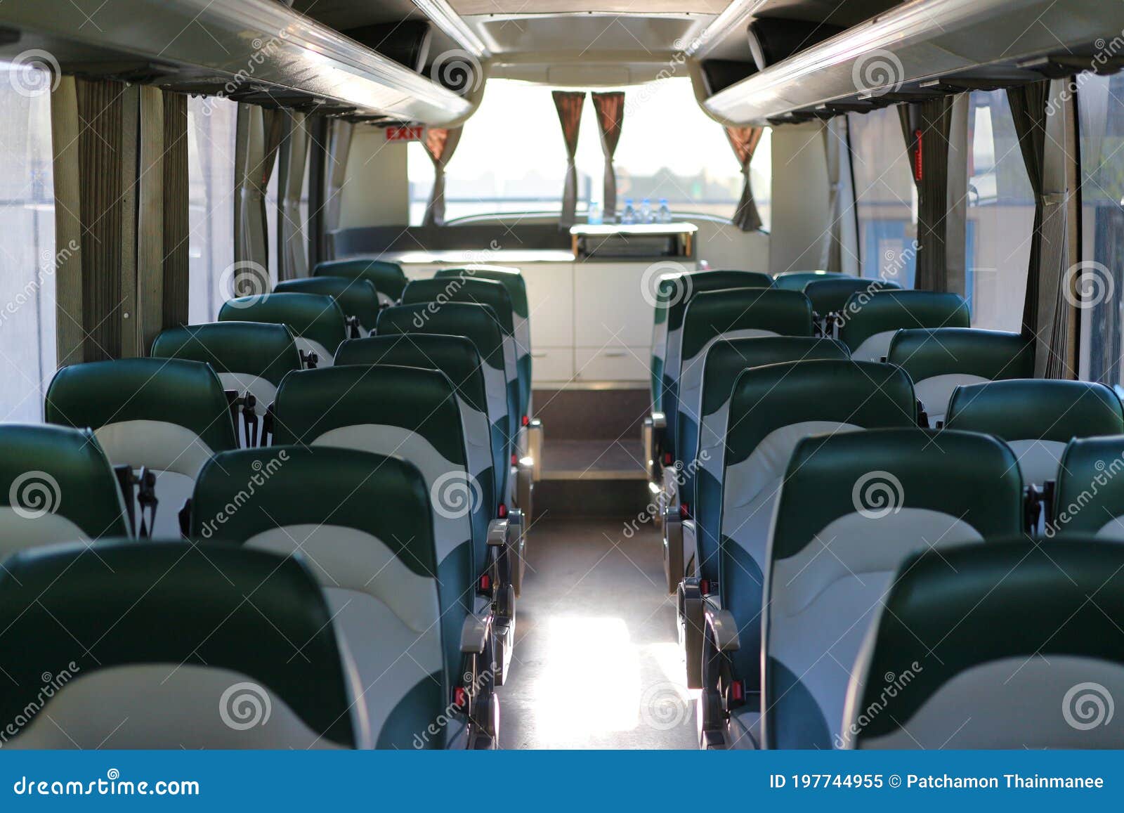 Leather Seats in the Bus that are Clean and Modern Inside the Bus Stock ...