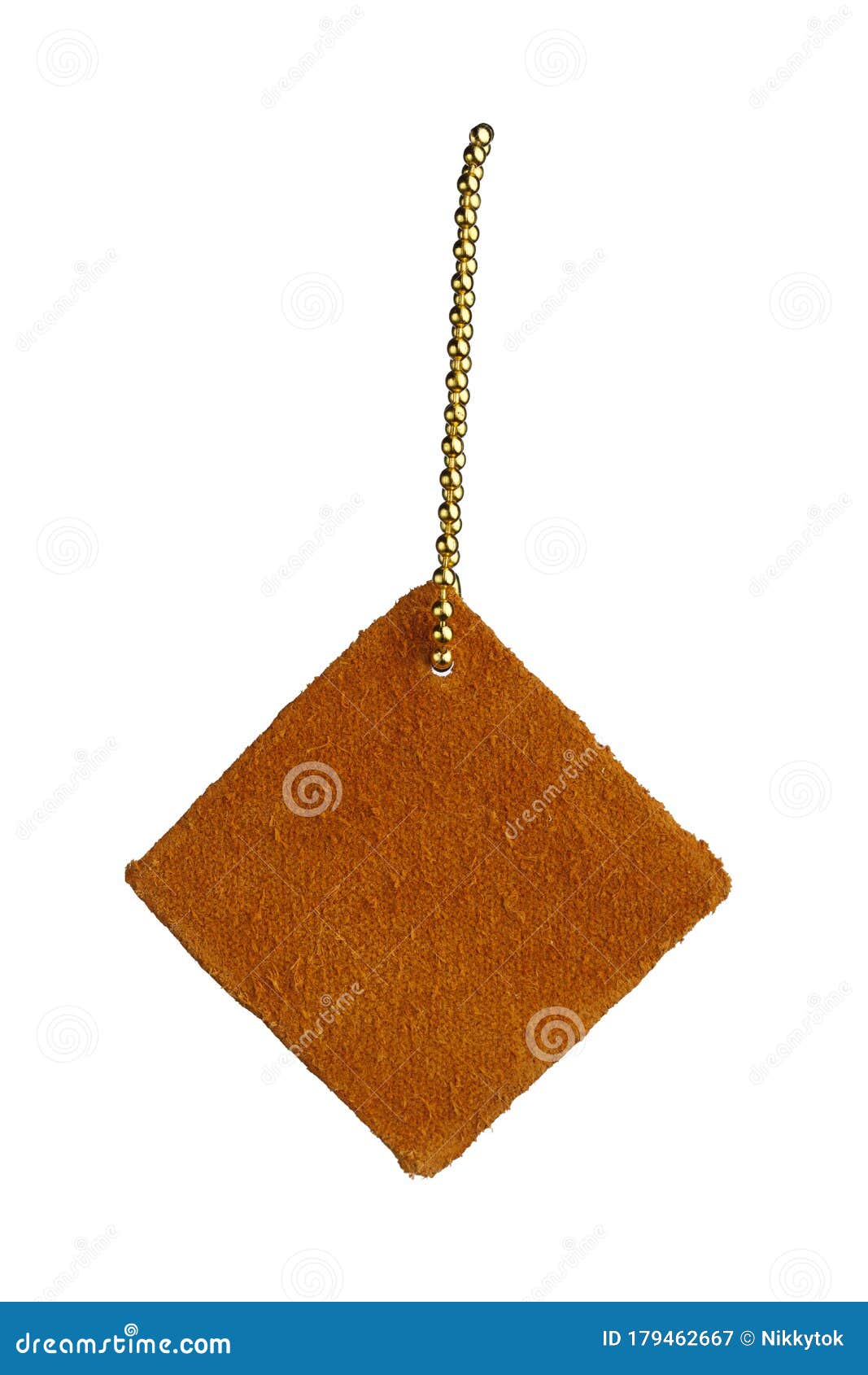 Leather Shape Sample Tag on Small Chain Stock Image - Image of brown ...