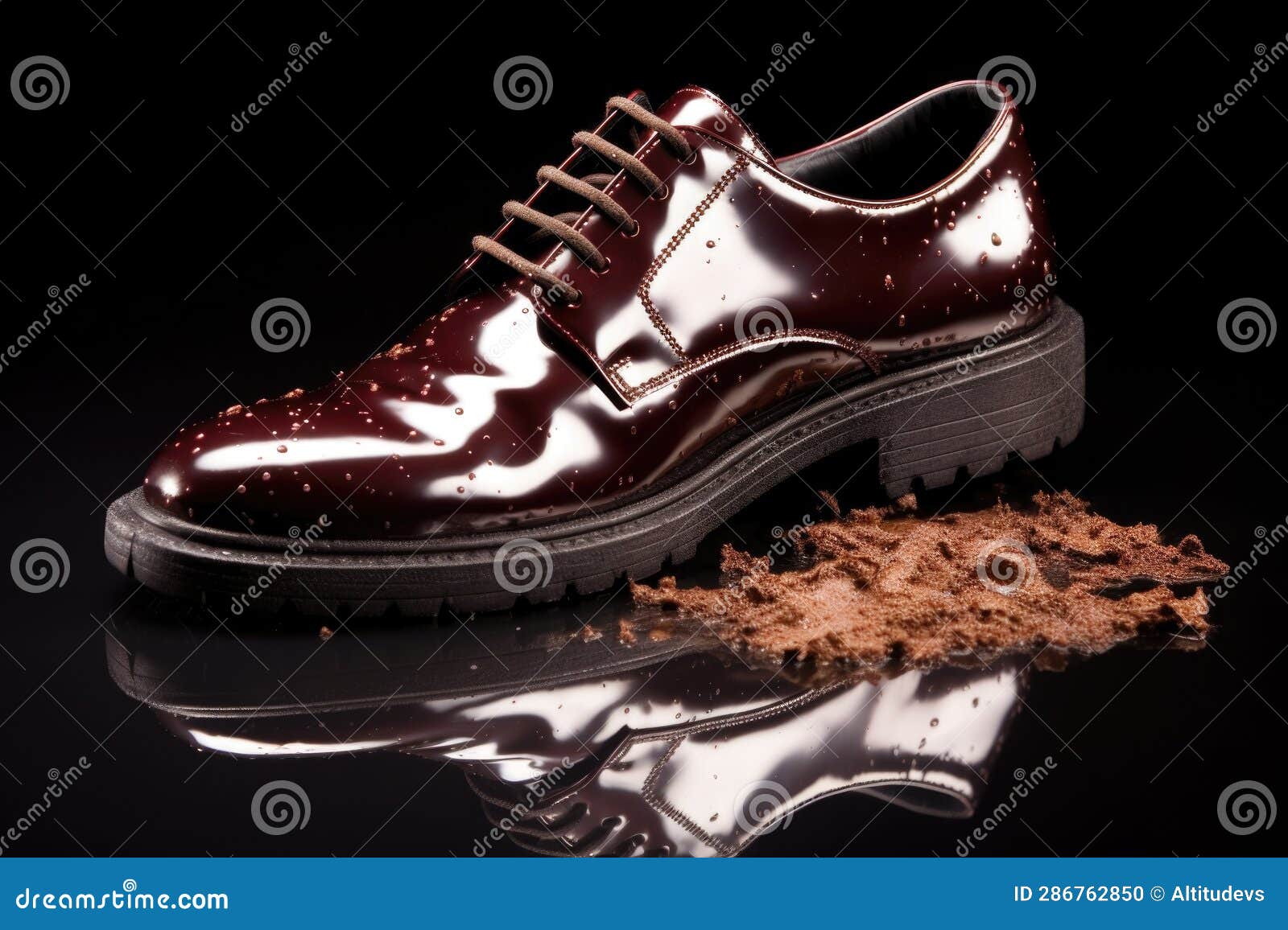 Leather Shoe with Reflection from Polishing Stock Photo - Image of ...