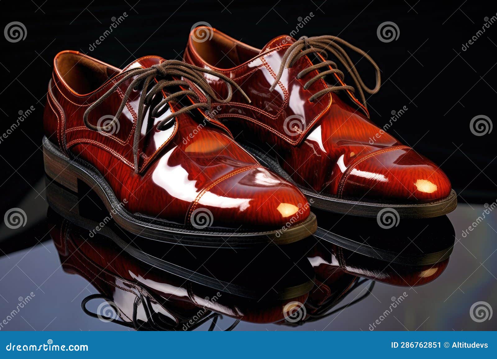 Leather Shoe with Reflection from Polishing Stock Image - Image of ...