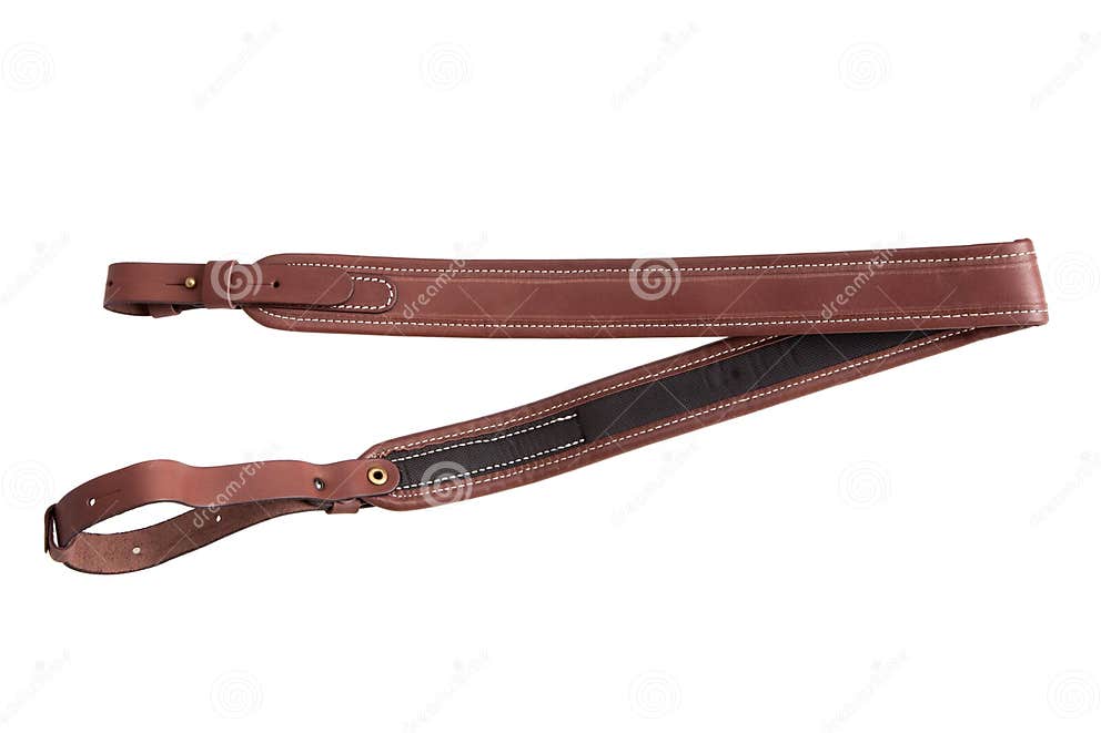 Leather Shoulder Strap for a Gun Isolated on White Background Stock ...