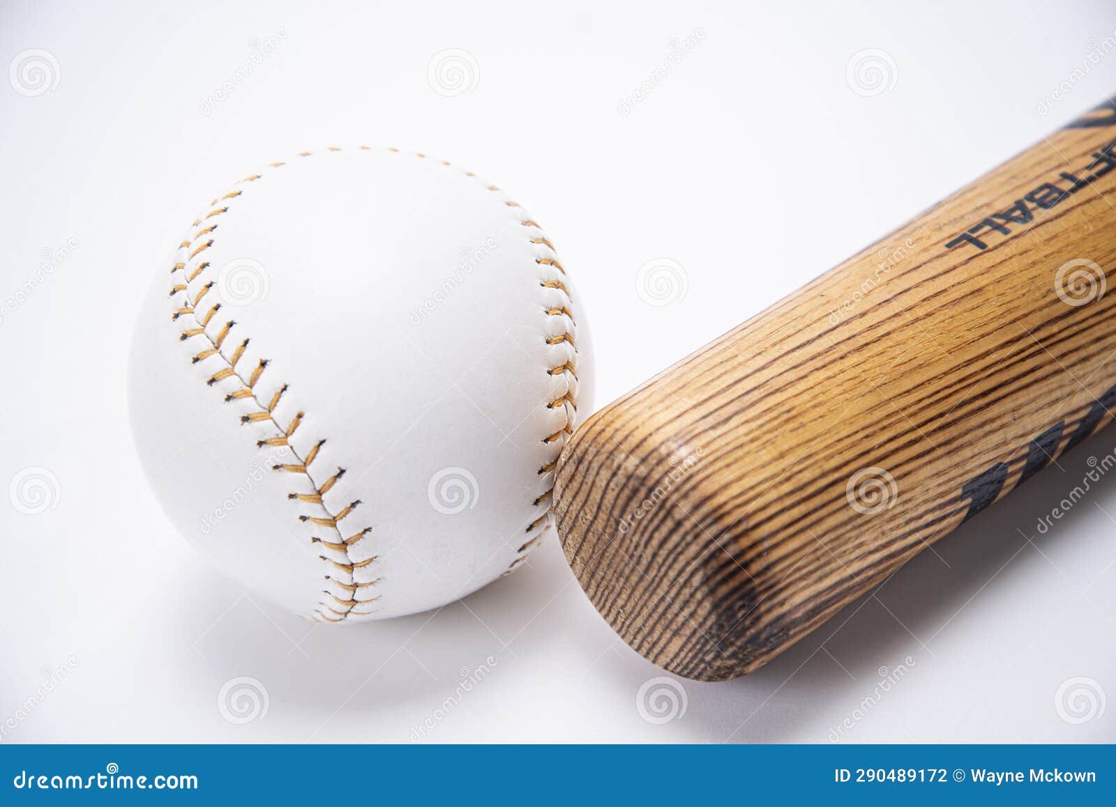 Leather soft-ball and bat stock photo. Image of baseball - 290489172