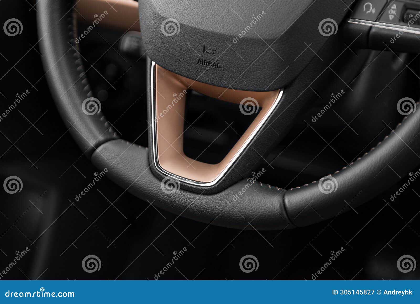 Bottom Half of Car Steering Wheel with Copper Elements. Stock Image ...