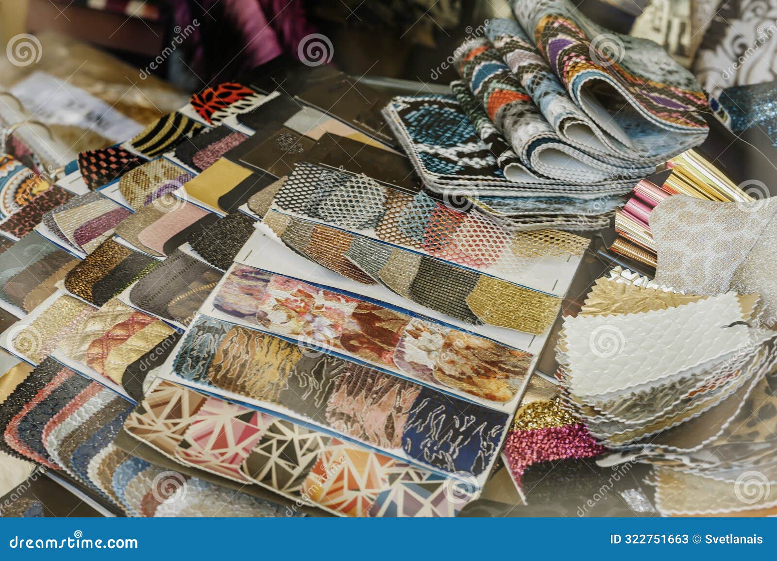Leather Swatches Displayed on a Table in Design Studio Stock Image ...
