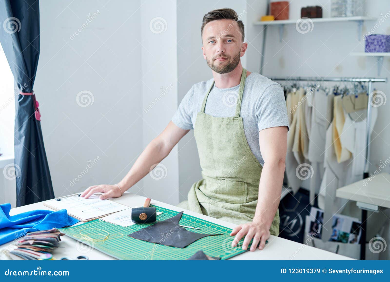 Leather tanner at workshop stock image. Image of industry - 123019379