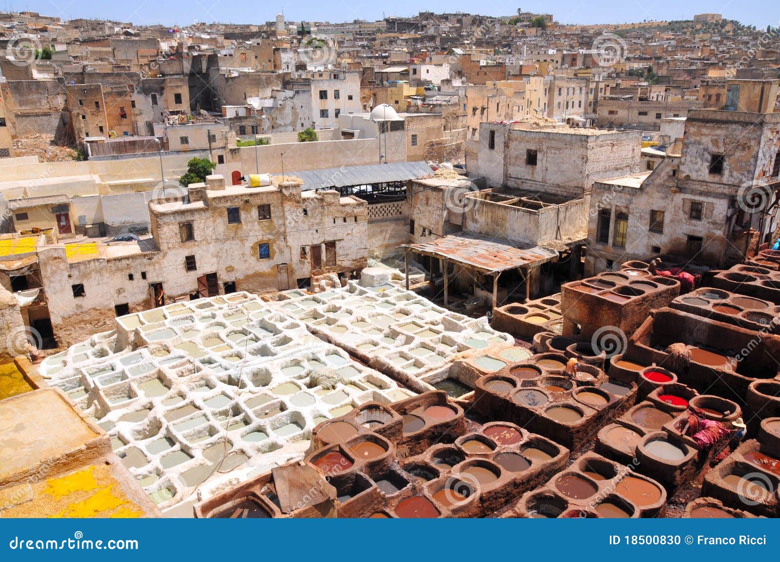 Leather Tanning in Fez - Morocco Stock Photo - Image of marrakech, east ...