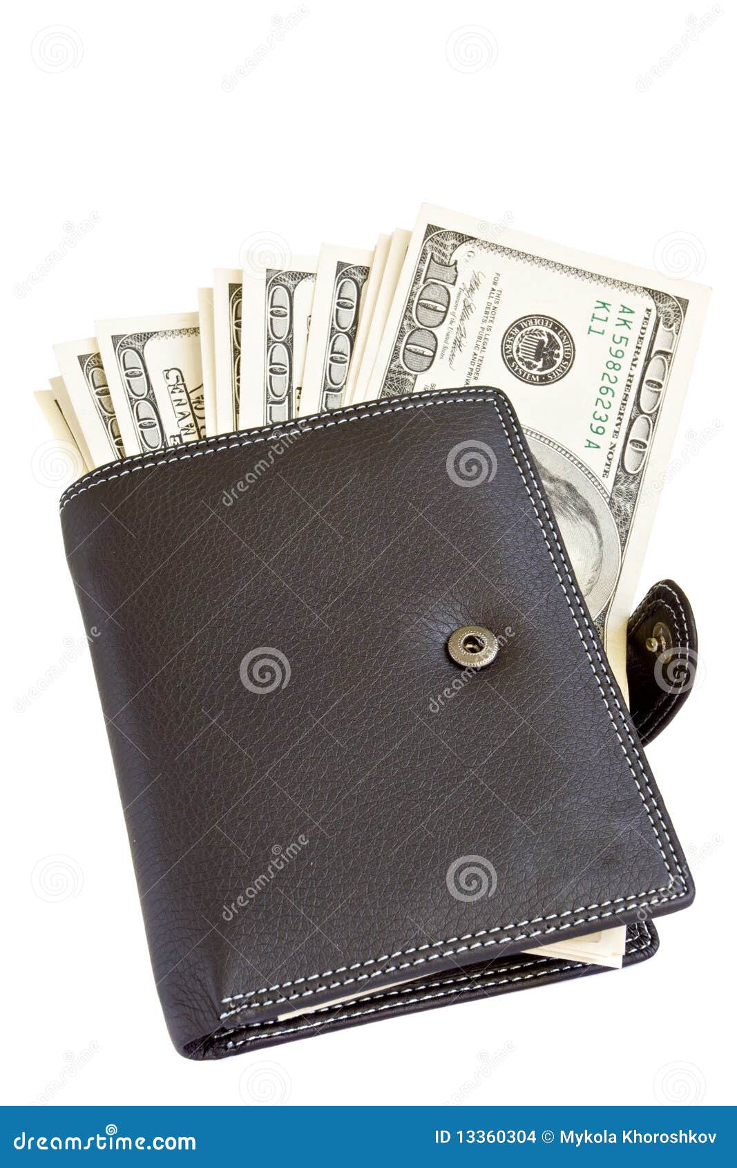 Leather Wallet with Dollars Inside Stock Photo - Image of currency ...