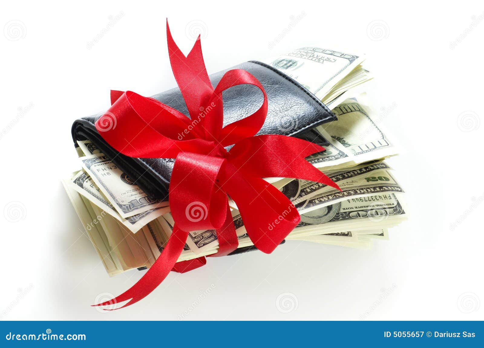 Leather Wallet with Dollars Inside Stock Image - Image of ribbon ...