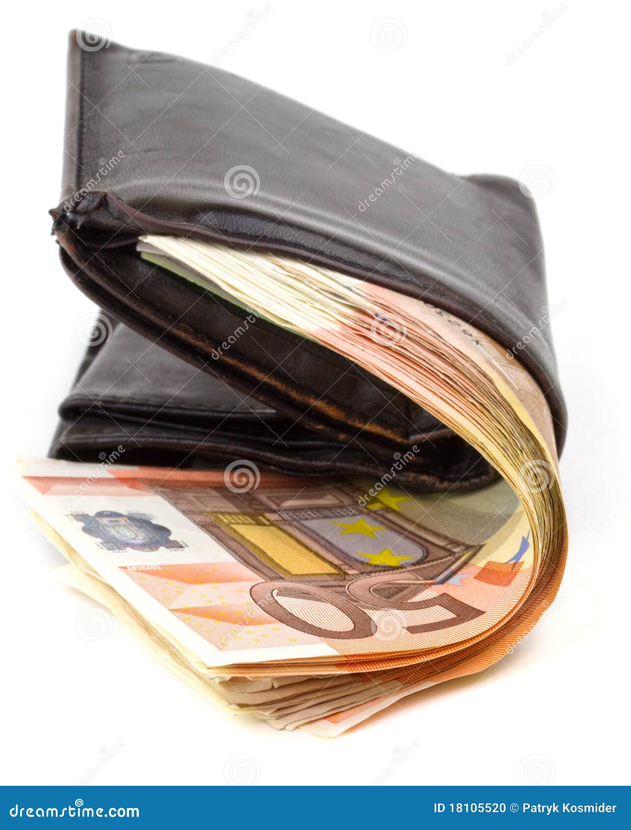Leather wallet with euro stock photo. Image of bank, bills - 18105520