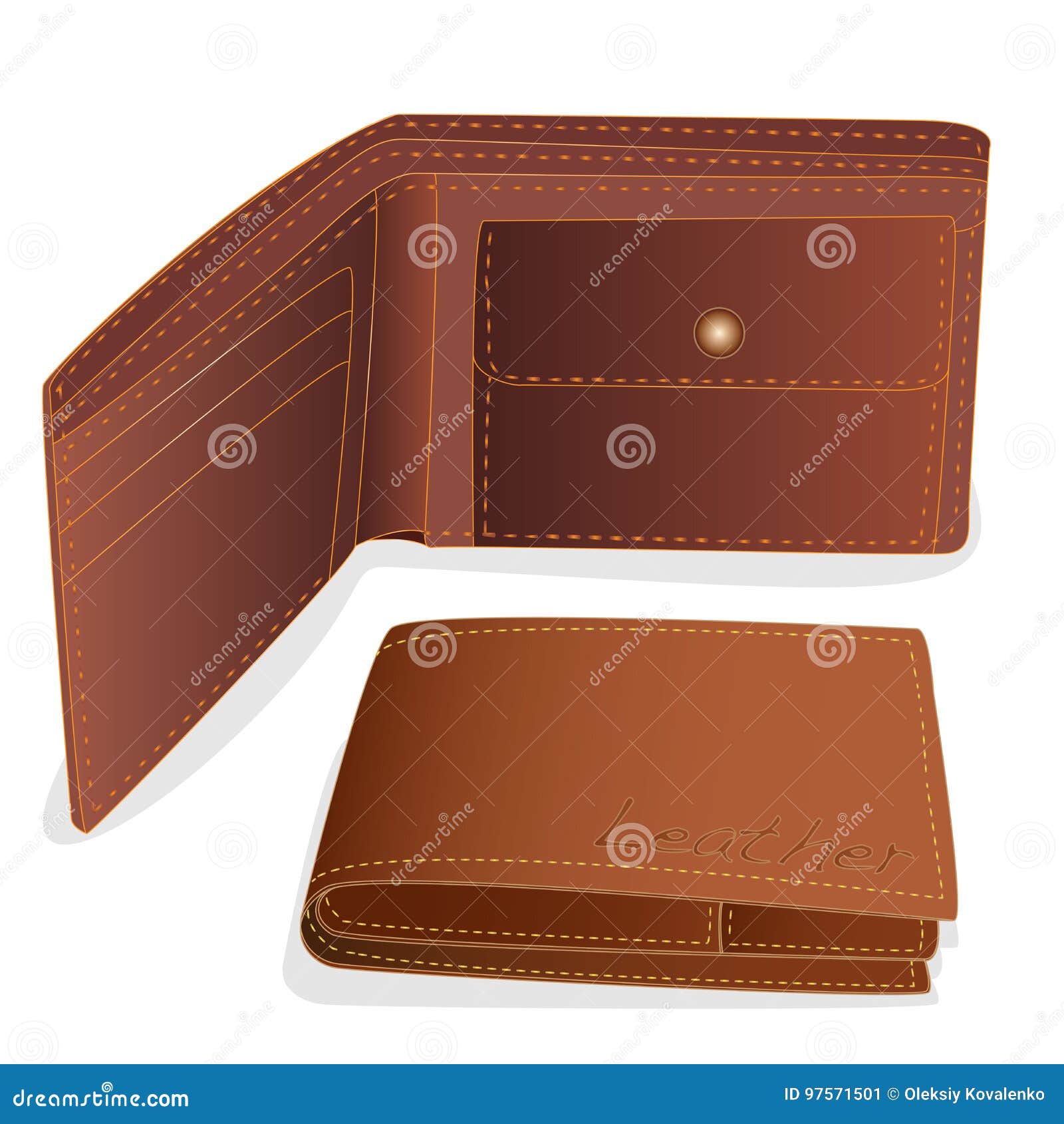 Leather Wallet Illustration Set. Stock Vector - Illustration of design ...
