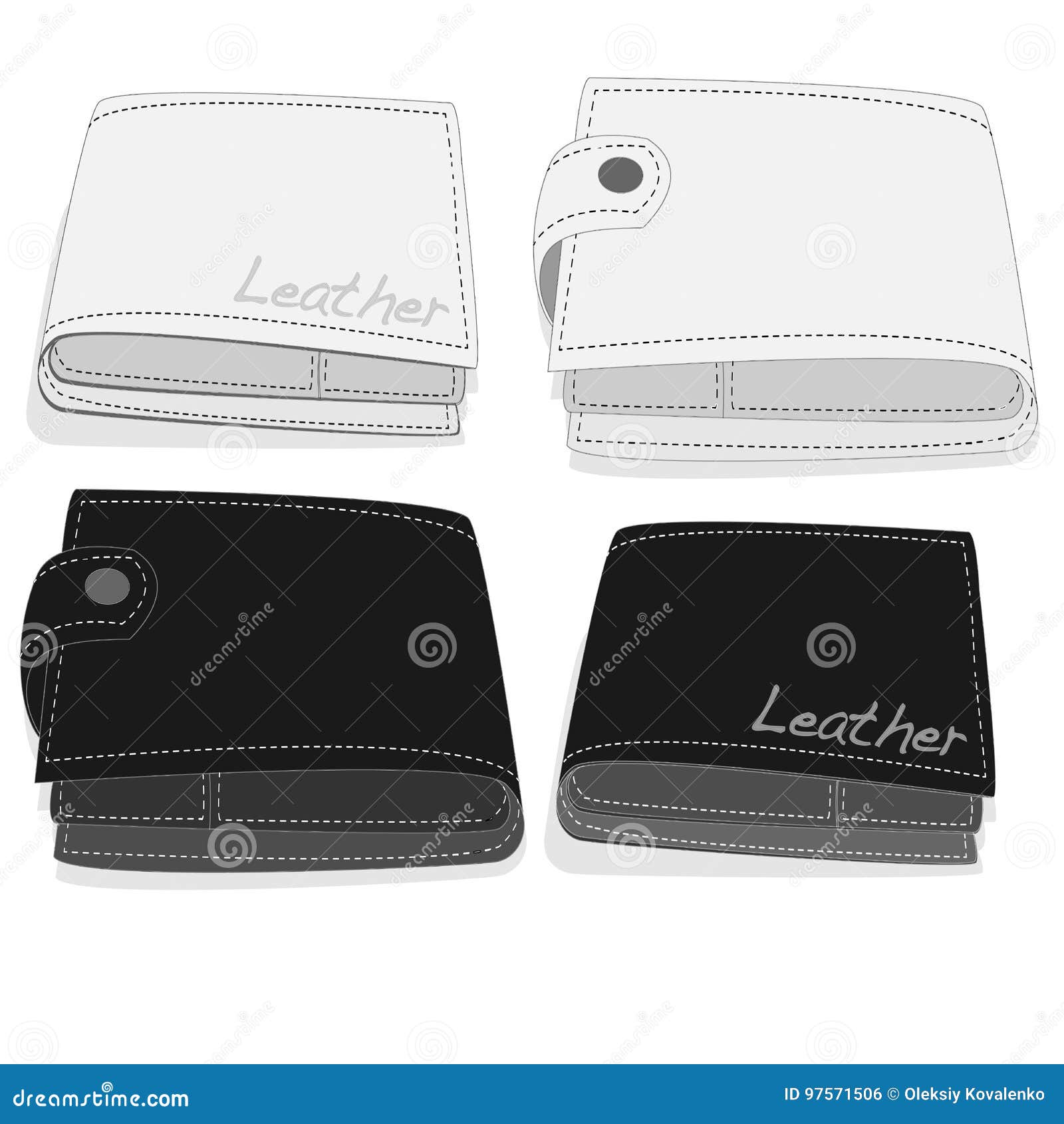 Leather Wallet Illustration Set. Stock Vector - Illustration of pocket ...