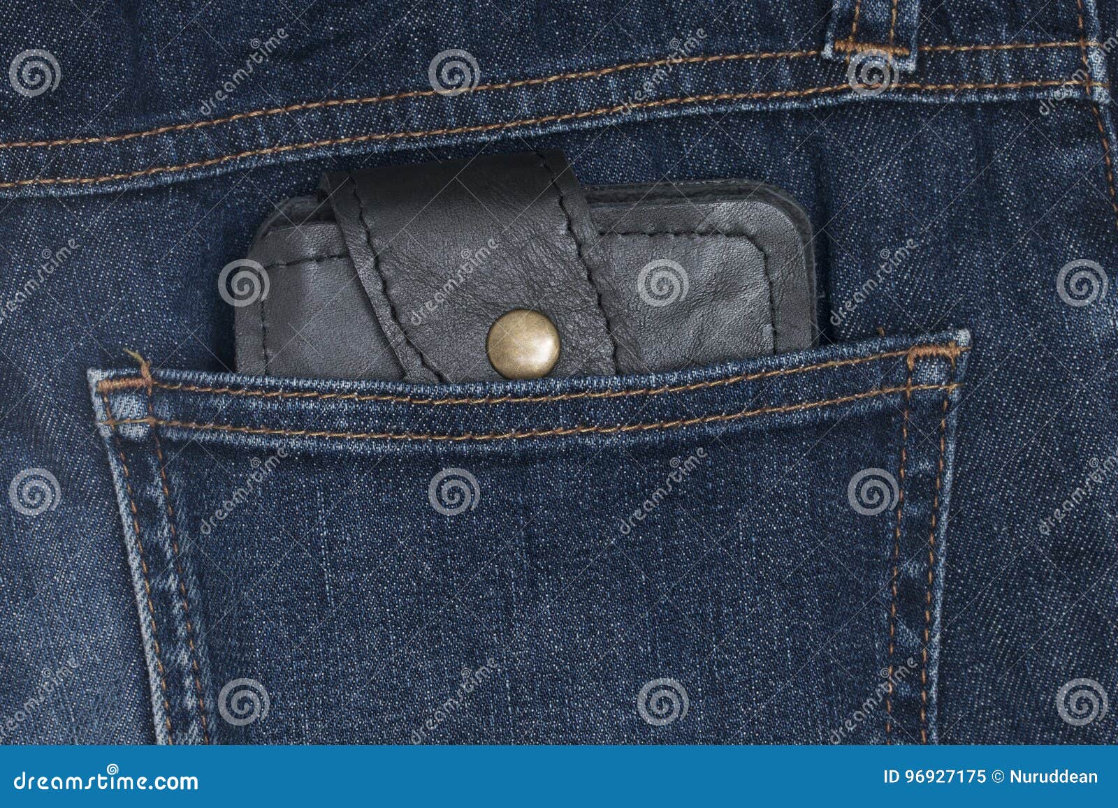 Leather Wallet in the Jeans Pocket Stock Image - Image of denim, inside ...