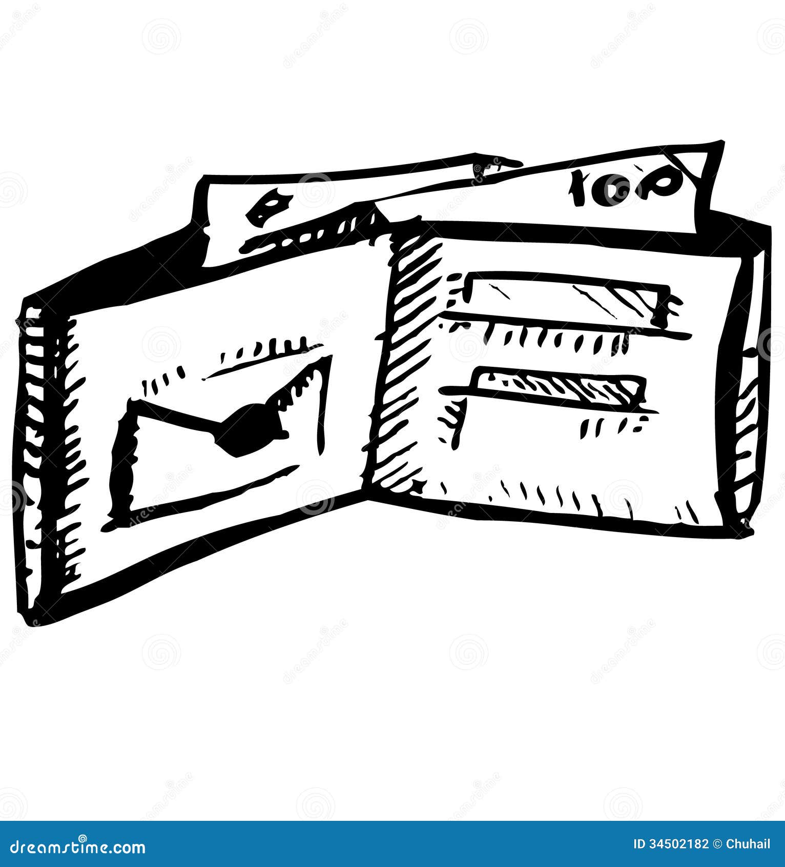 Leather Wallet with the Money Stock Vector - Illustration of bucks ...