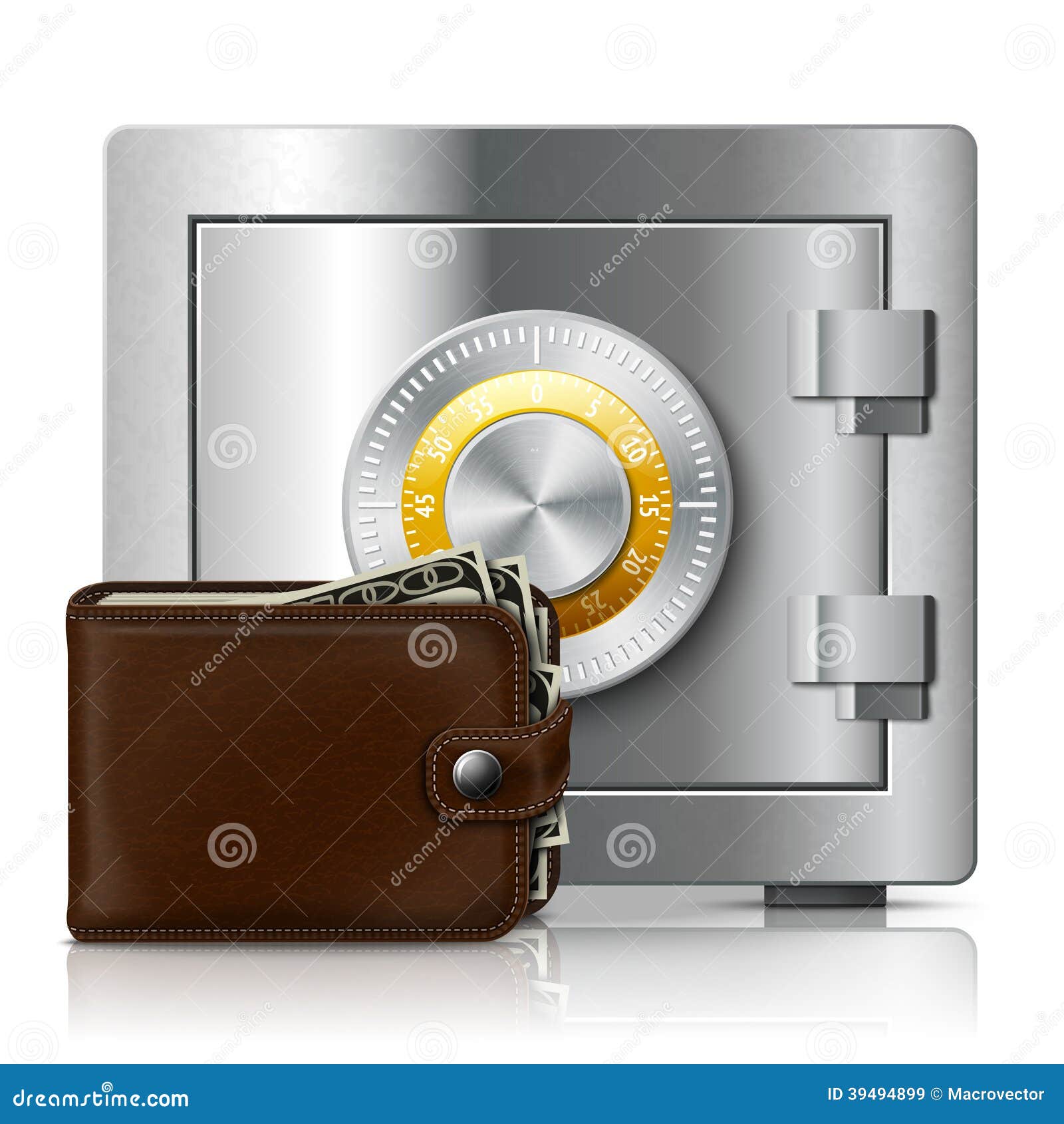 Leather Wallet and Safe with Code Lock Stock Vector - Illustration of ...