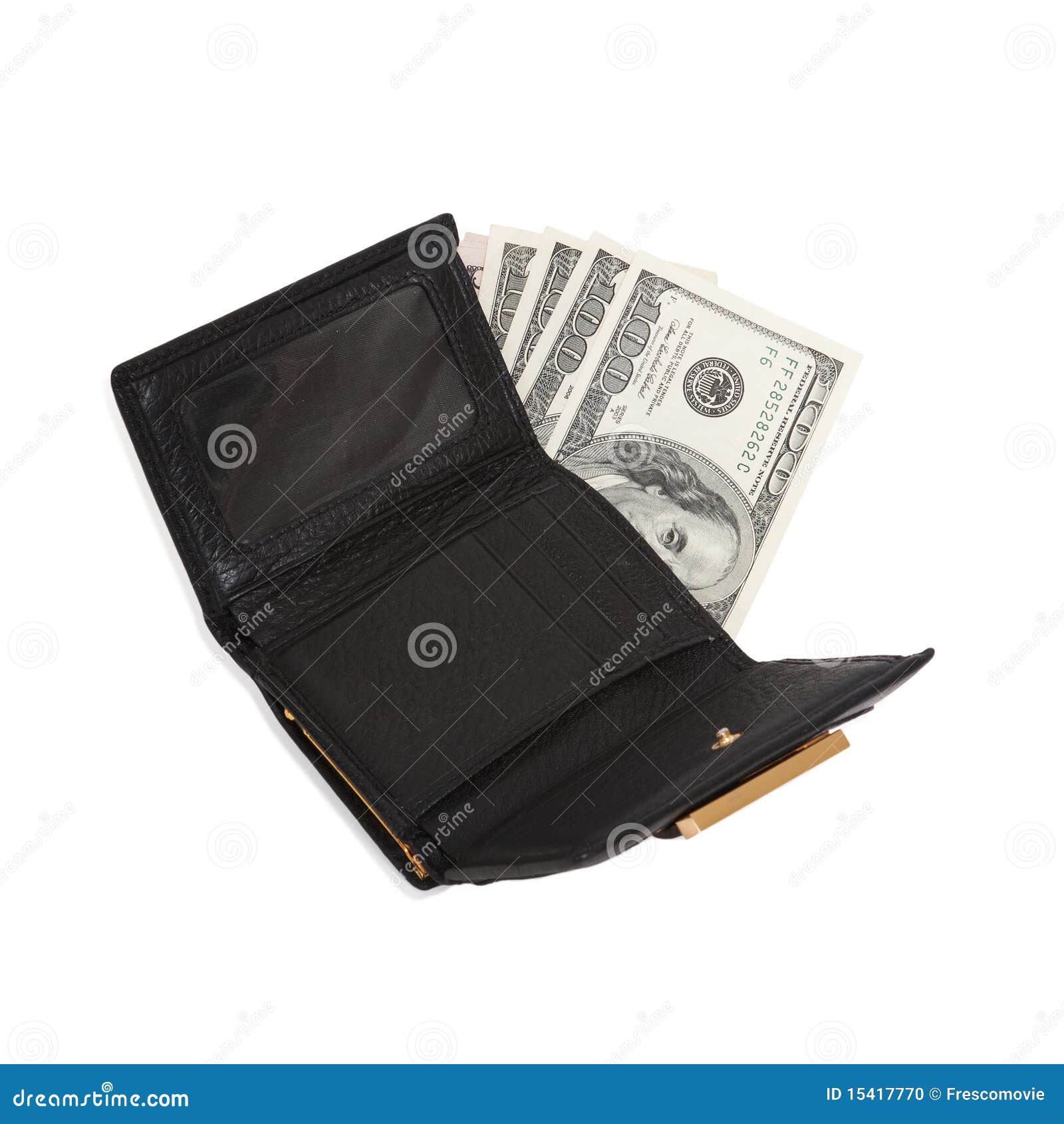 Leather Wallet with Some Dollars Inside. Stock Photo - Image of funds ...