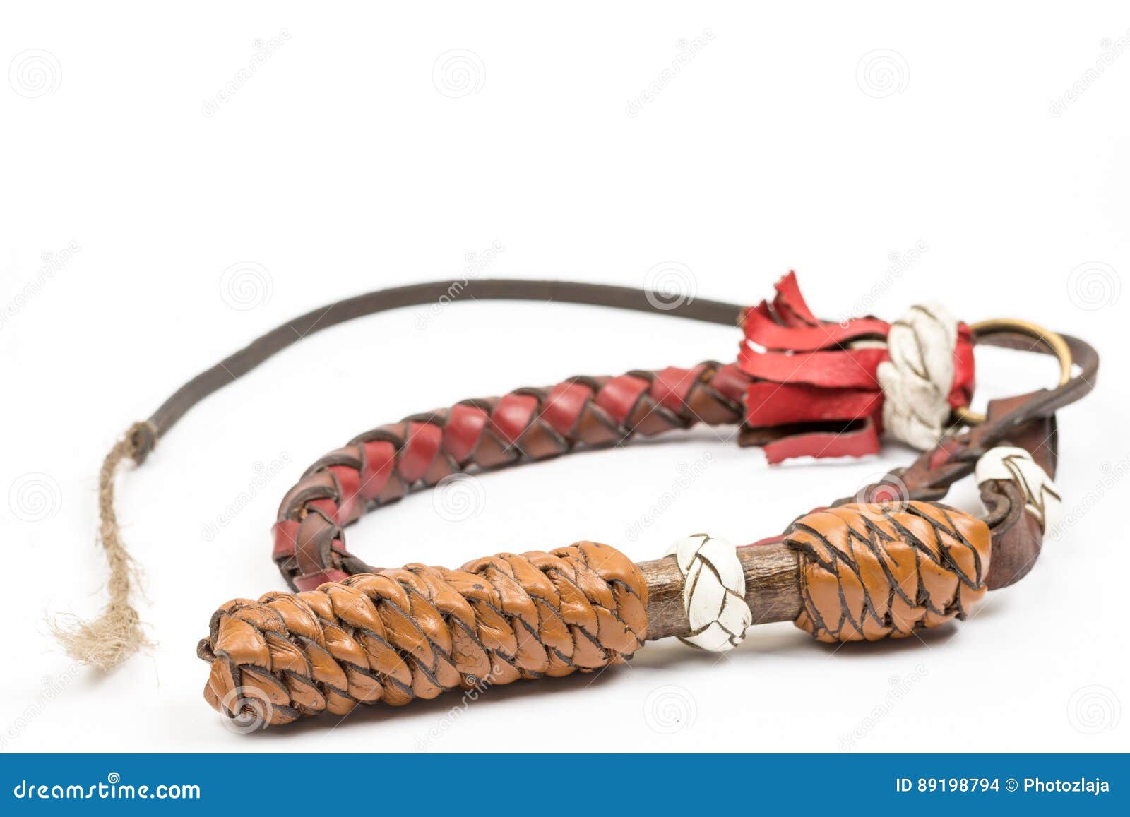 Leather Whip Isolated Over White Background Closeup Macro Stock Photo ...