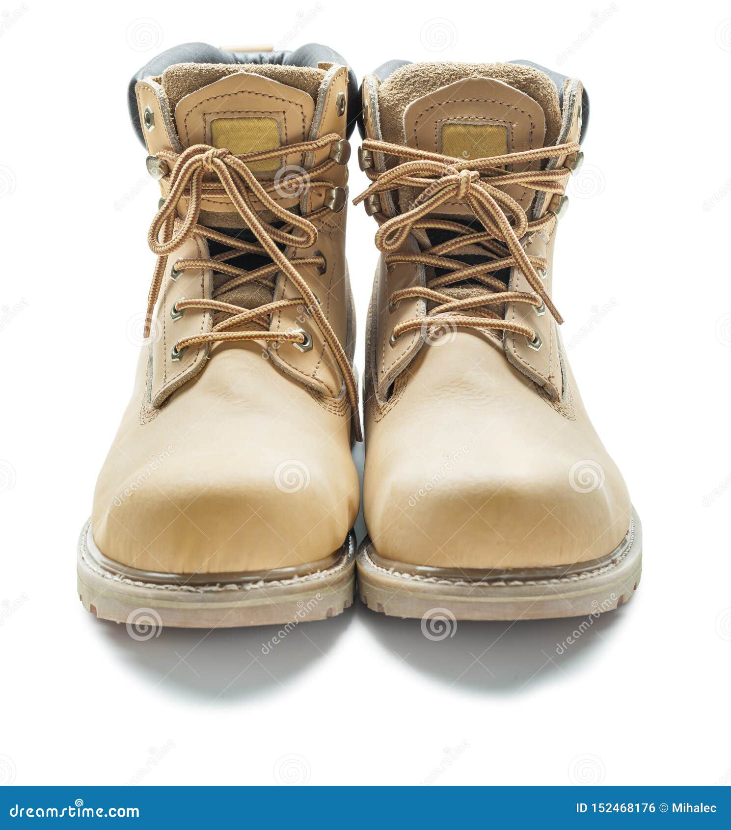 Leather Working Boots Isolated on White Background Stock Photo - Image ...