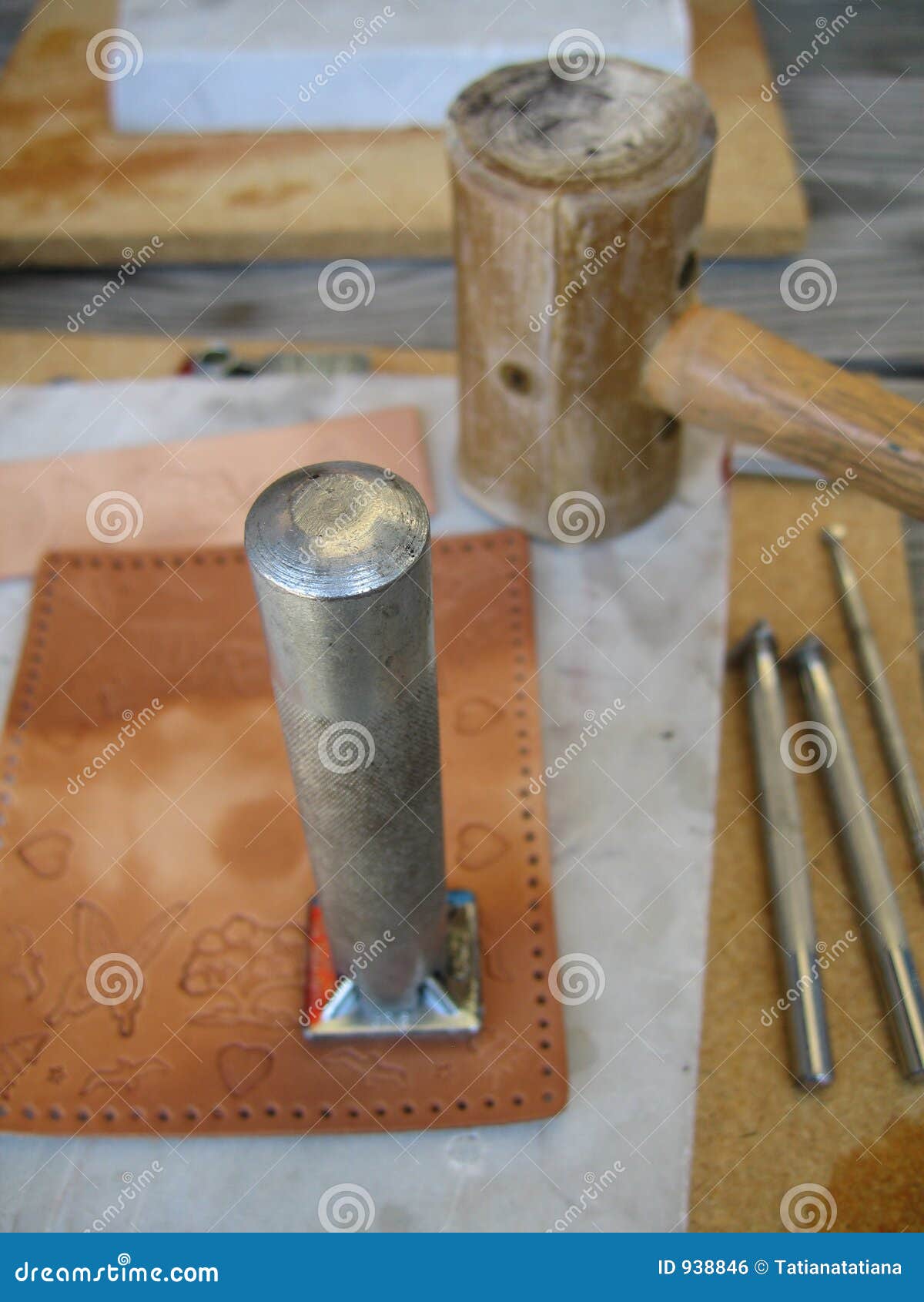 Leather working tools stock photo. Image of hammer, closeup - 938846