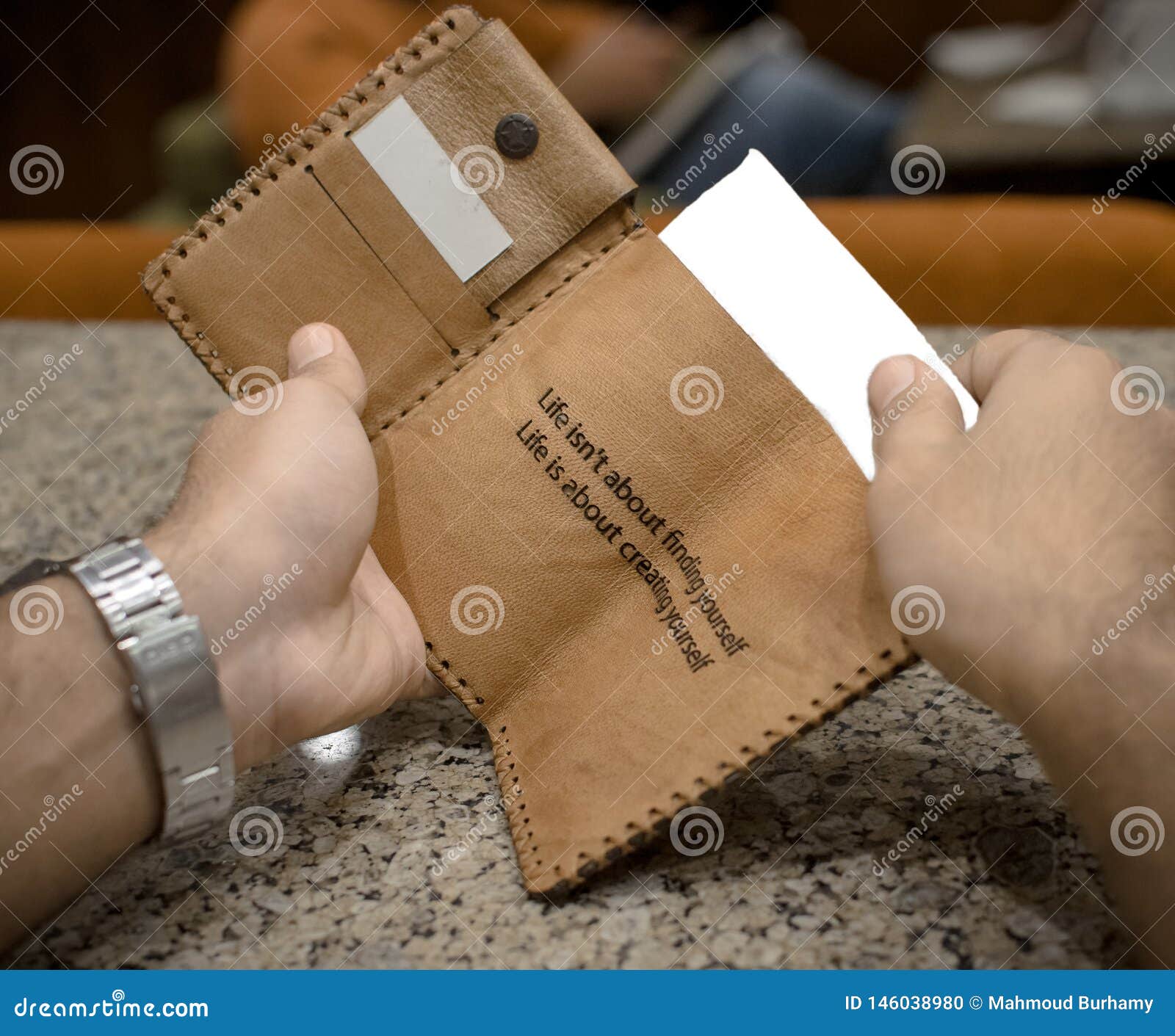 Leather works wallet stock photo. Image of works, coffee - 146038980