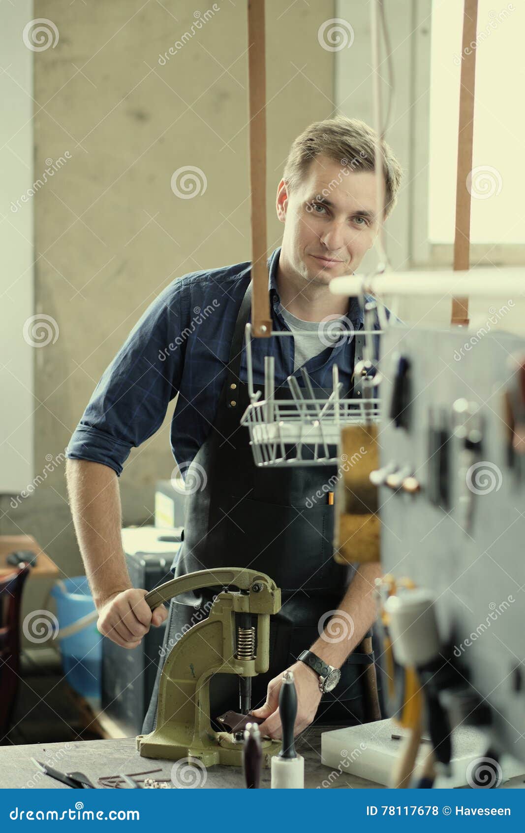 Leather workshop owner stock photo. Image of person, people - 78117678