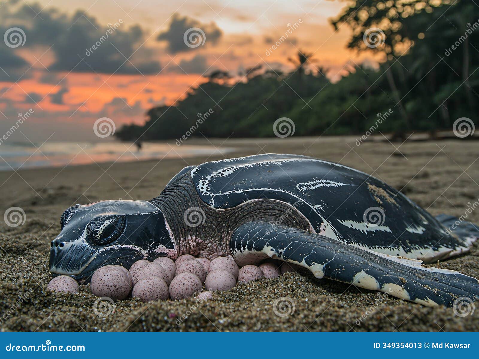 Leatherback Sea Turtle Nesting at Sunset, Wildlife High Quality Image ...
