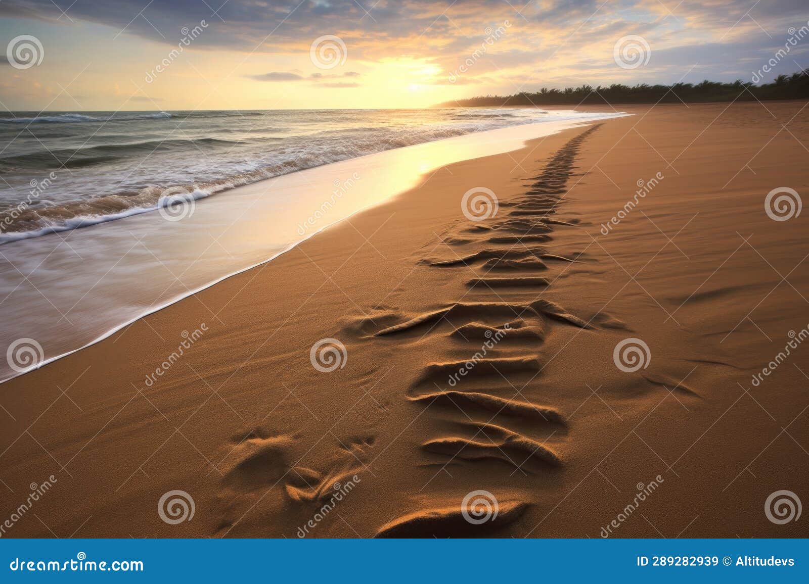 Leatherback Sea Turtle Tracks Leading To Nesting Site Stock Image ...