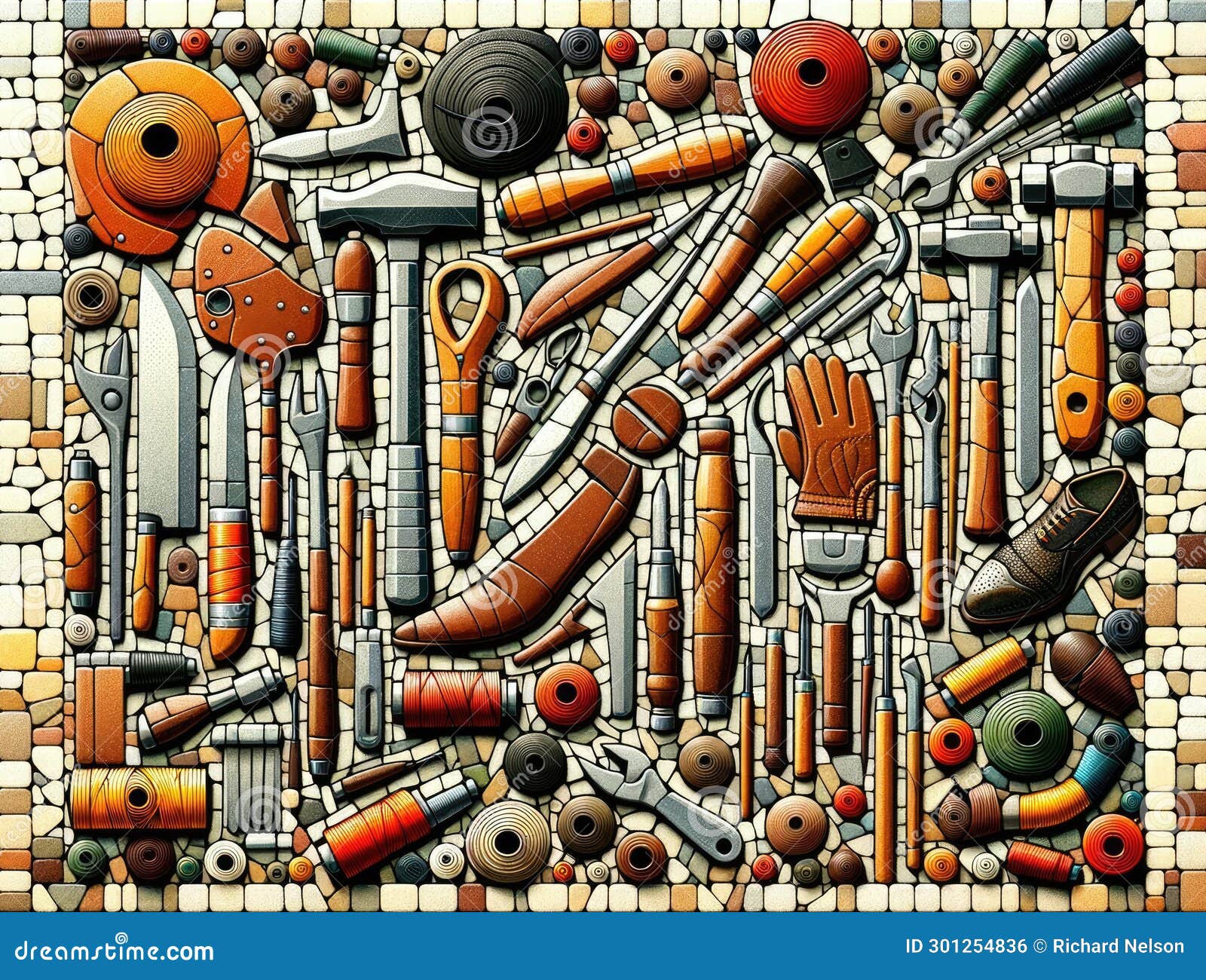 Leatherworking Tools Mosaic Stock Illustration - Illustration of ...