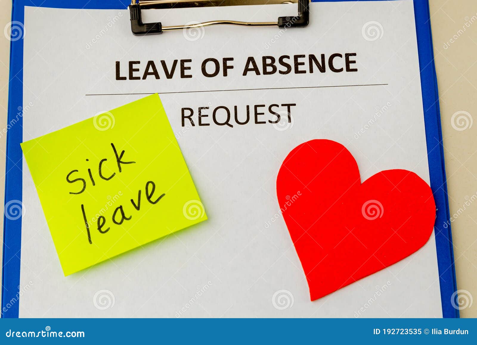 Leave of Absence Request Statement Form. Stock Image - Image of absent ...